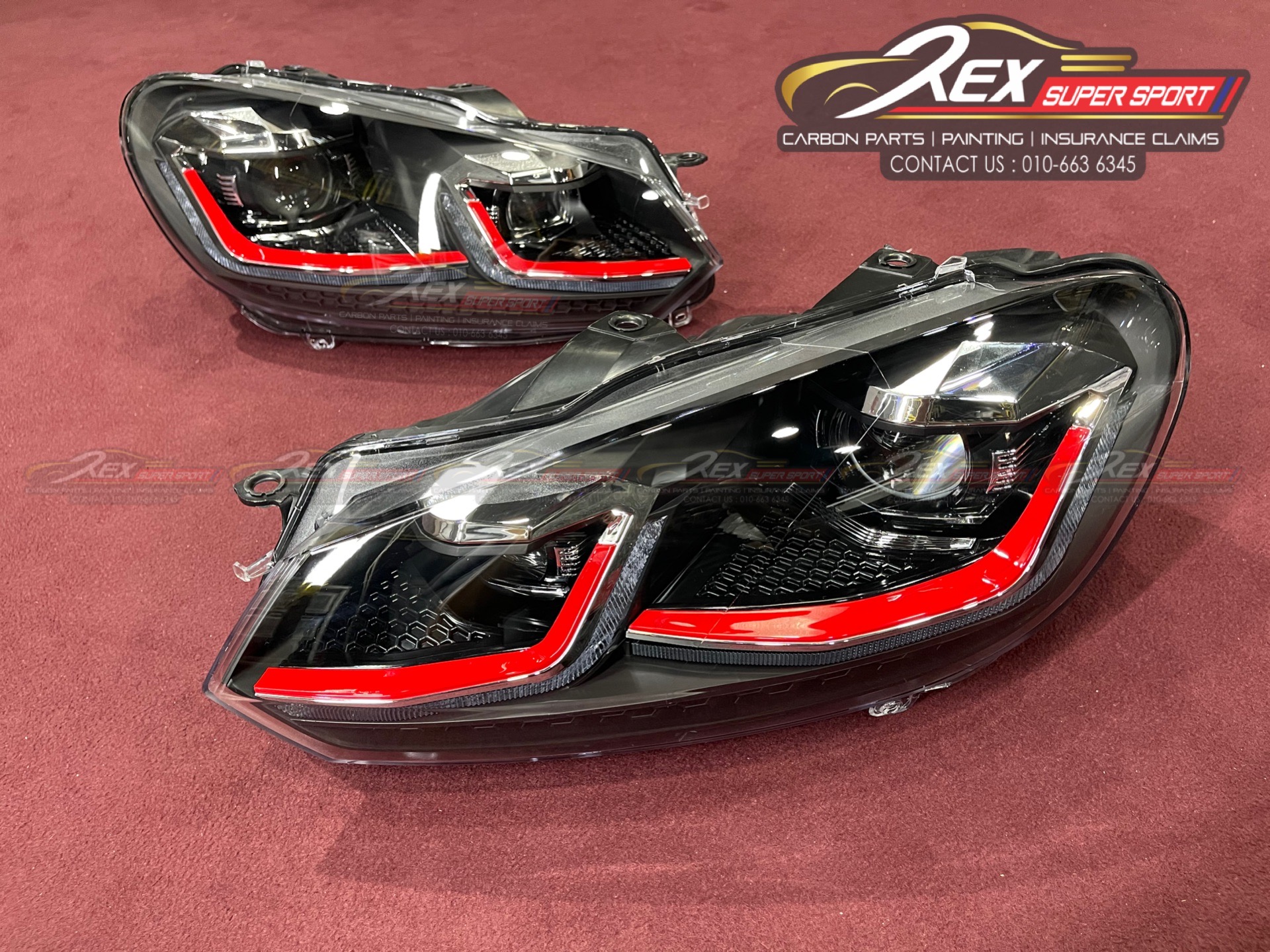 Golf Mk6 Upgrade Mk7.5 Style Head Lamp RED LED Dynamic Running Signal ...