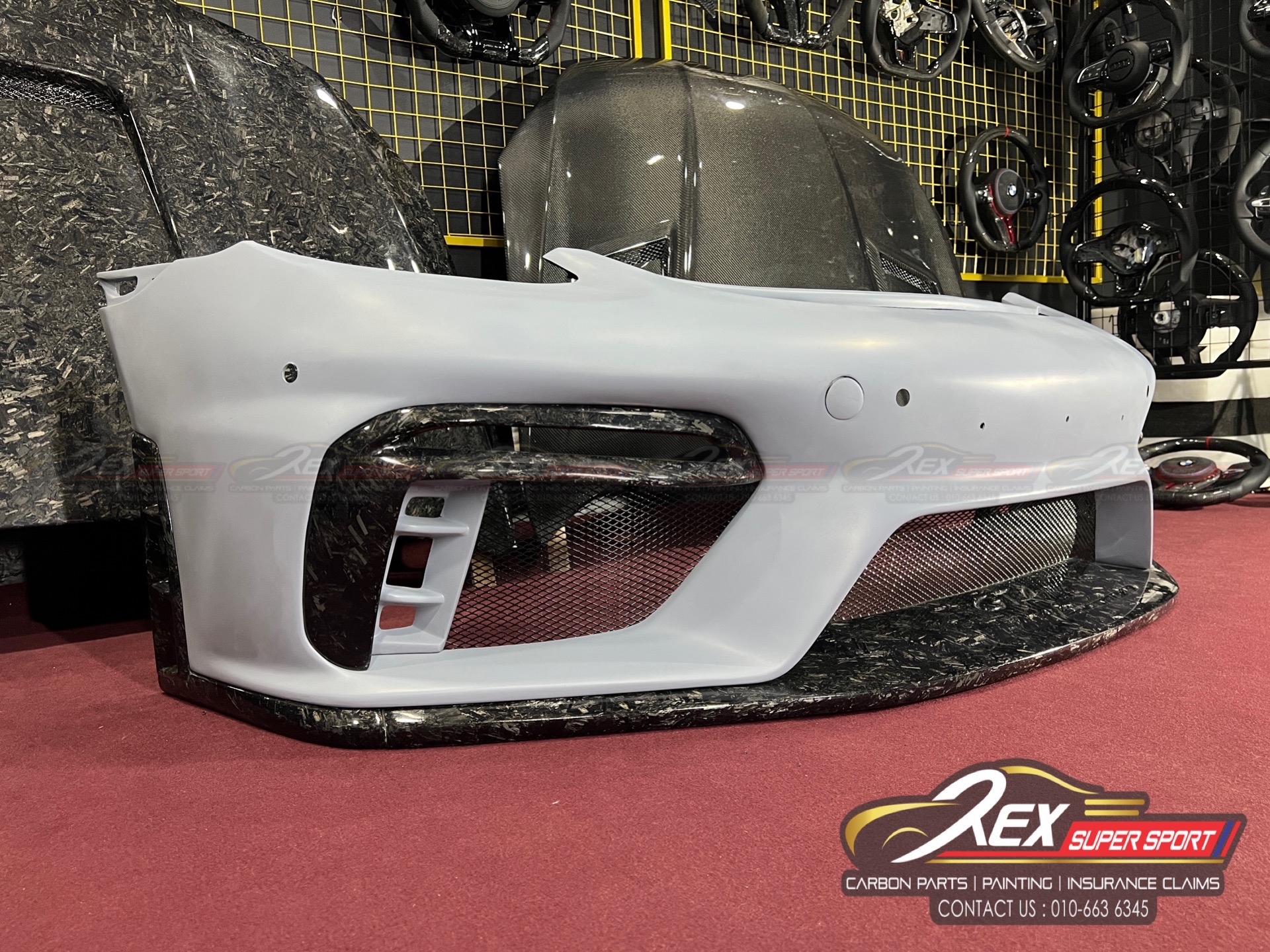Porsche Cayman 718 Front Bumper GT4 Forged Carbon - Rexsupersport ...